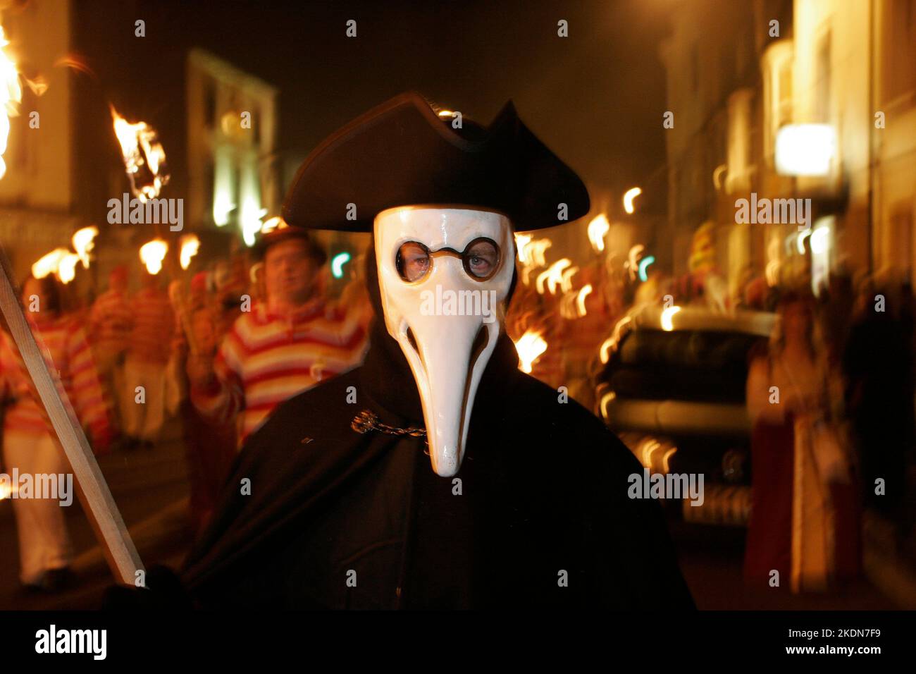 Part of the Waterloo Bonfire Society procession, this man wears a ...