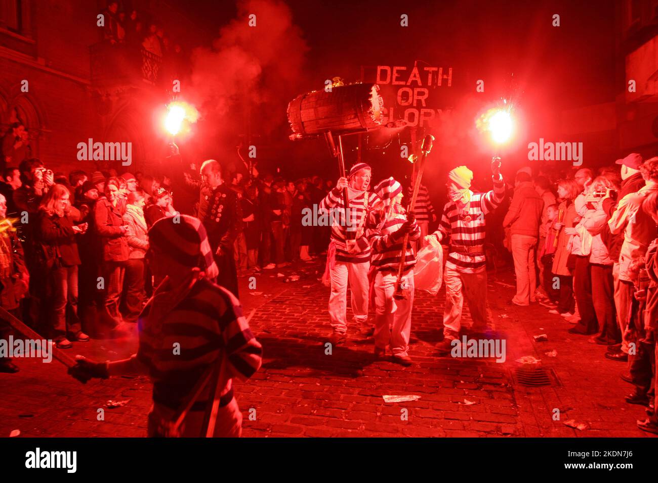 Jason Winter, Captain of Tar Barrels for Borough, carries a flaming ...