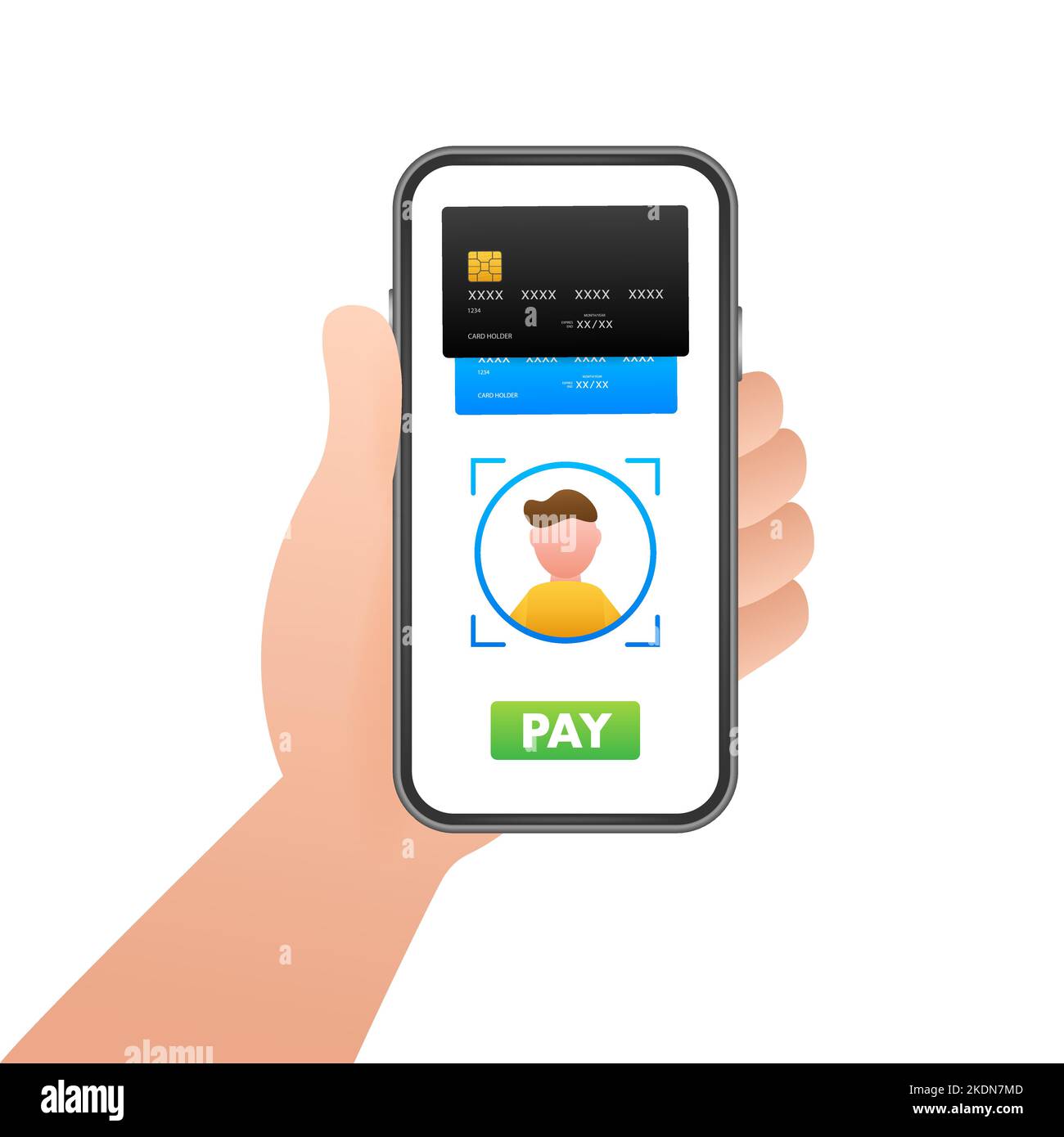 Mobile Payment concept with illustration of smartphone, credit card ...