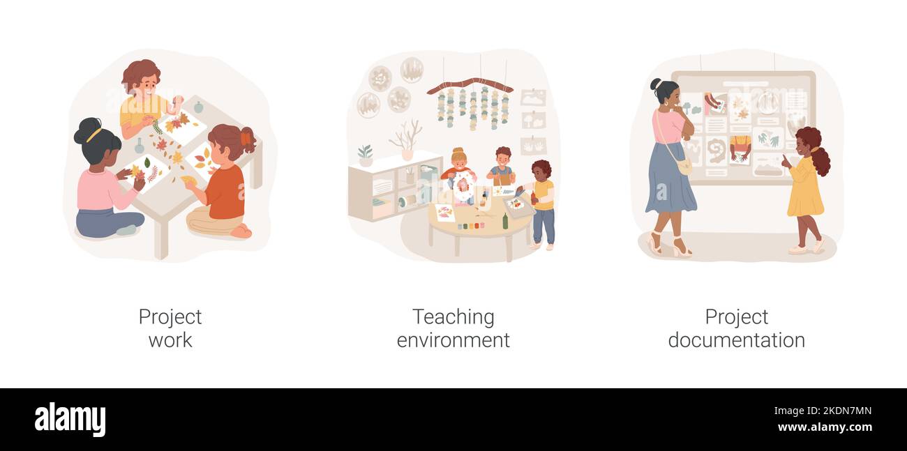 Reggio Emilia preschool isolated cartoon vector illustration set ...