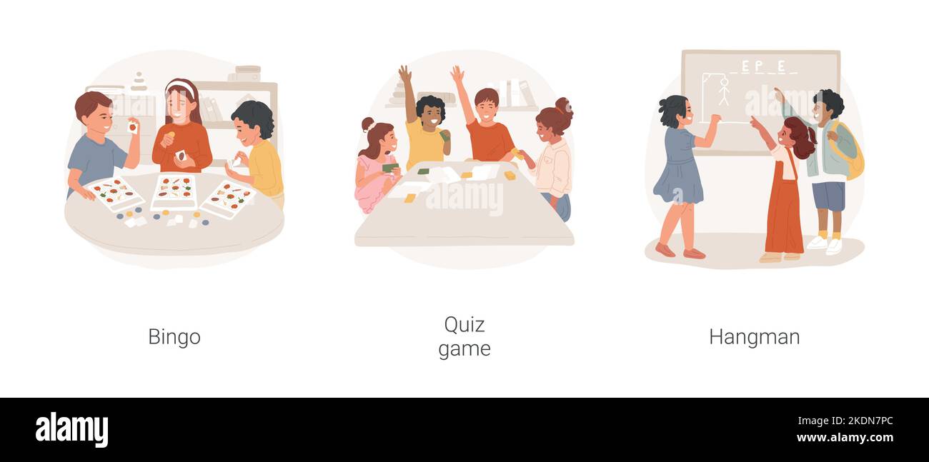 Afterschool classroom games isolated cartoon vector illustration set ...