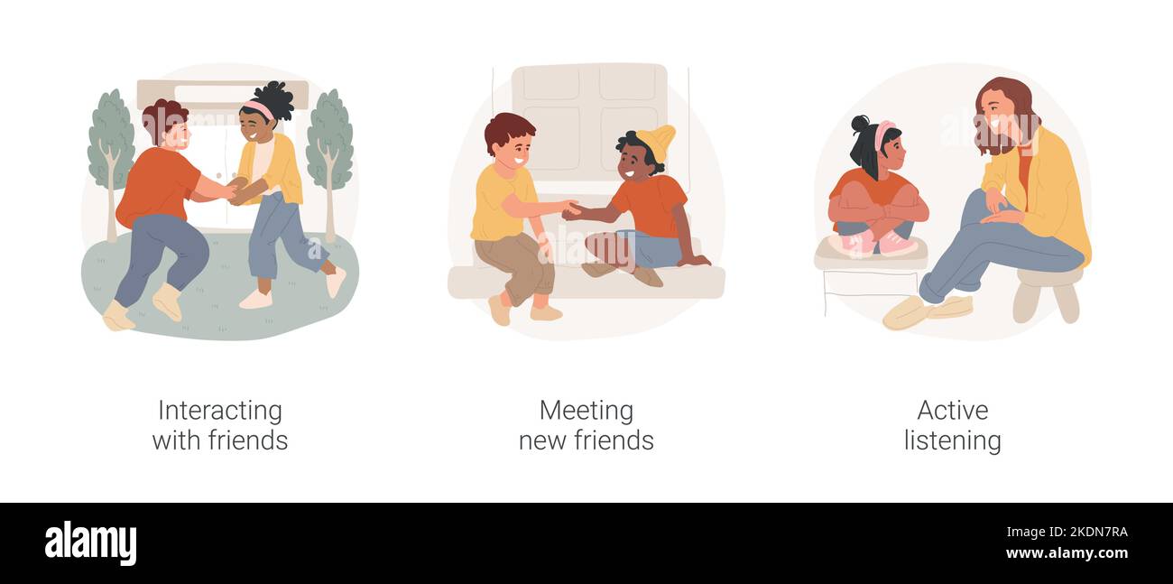 Children socialization at elementary school isolated cartoon vector ...