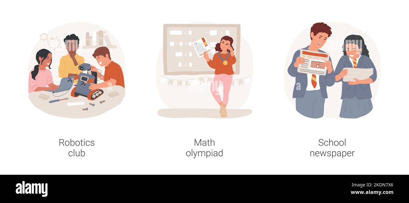 Middle school electives isolated cartoon vector illustration set ...