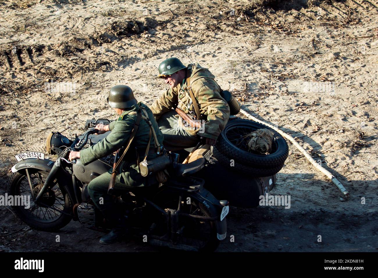 Dnepr, Ukraine - 10.29.2013: Military enactment show of WW2 period with ...