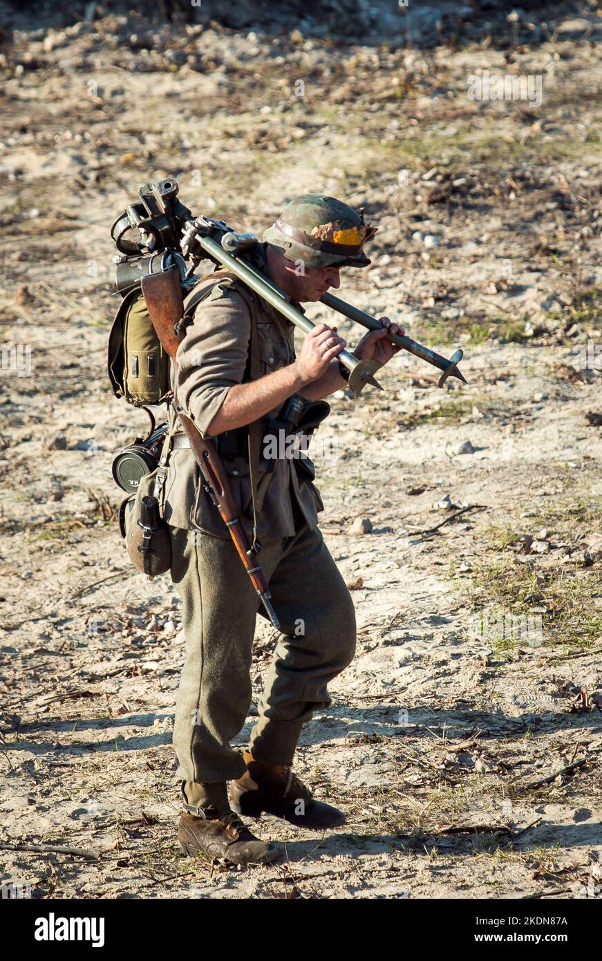 Dnepr, Ukraine - 10.29.2013: Military enactment show of WW2 period with ...
