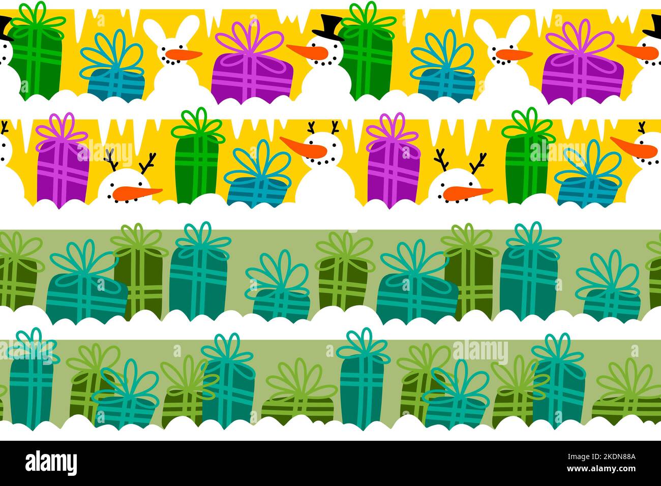 Christmas winter ice snow present seamless gift box and snowman pattern ...