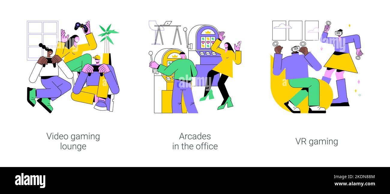 Office life entertainment isolated cartoon vector illustrations set ...