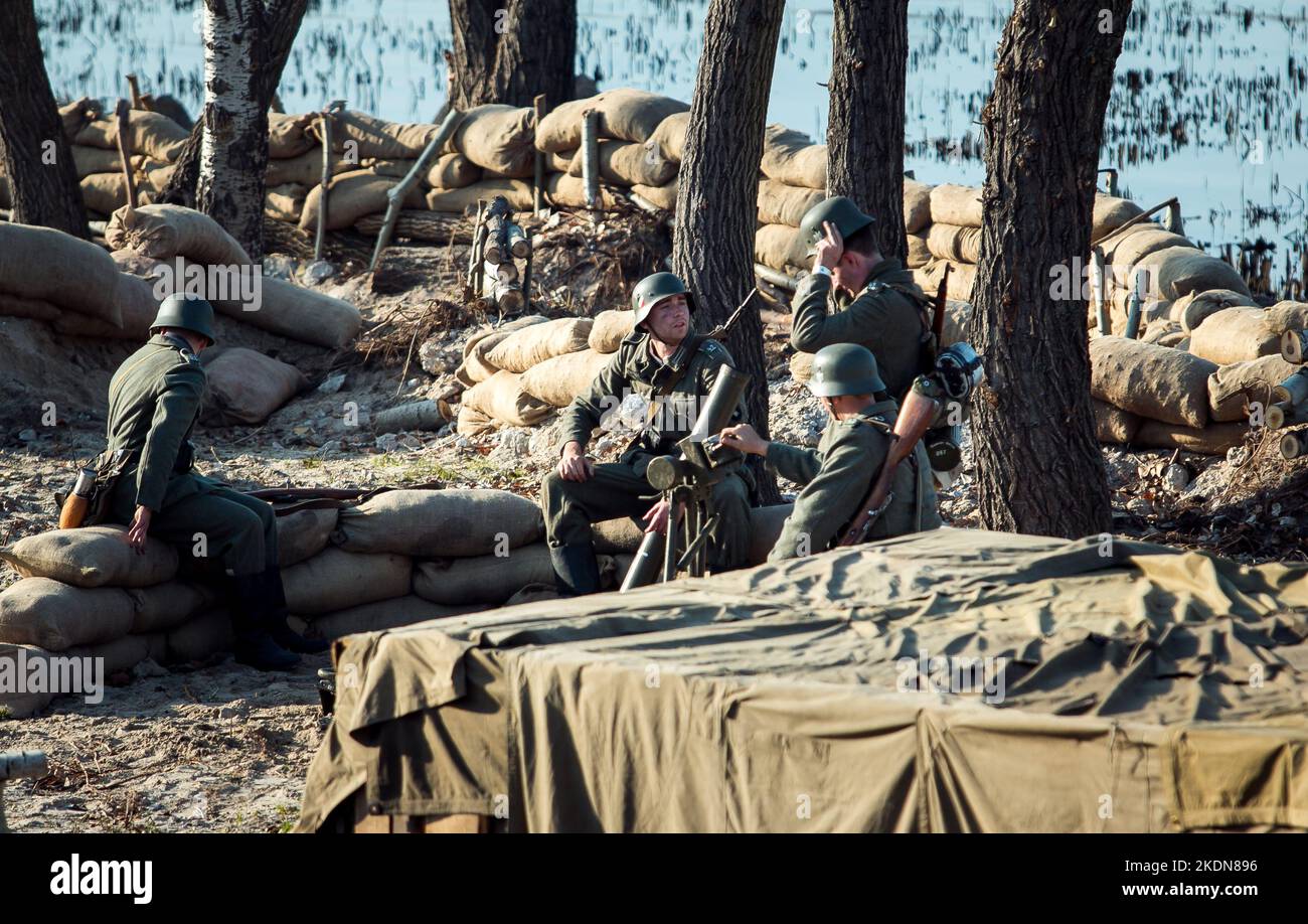 Dnepr, Ukraine - 10.29.2013: Military enactment show of WW2 period with ...
