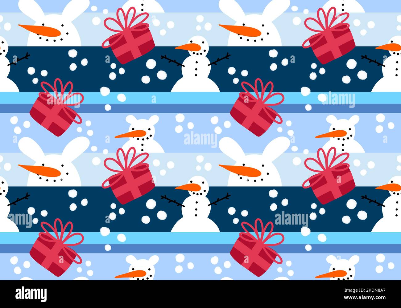 Winter seamless snowman and snowflakes pattern for Christmas wrapping ...