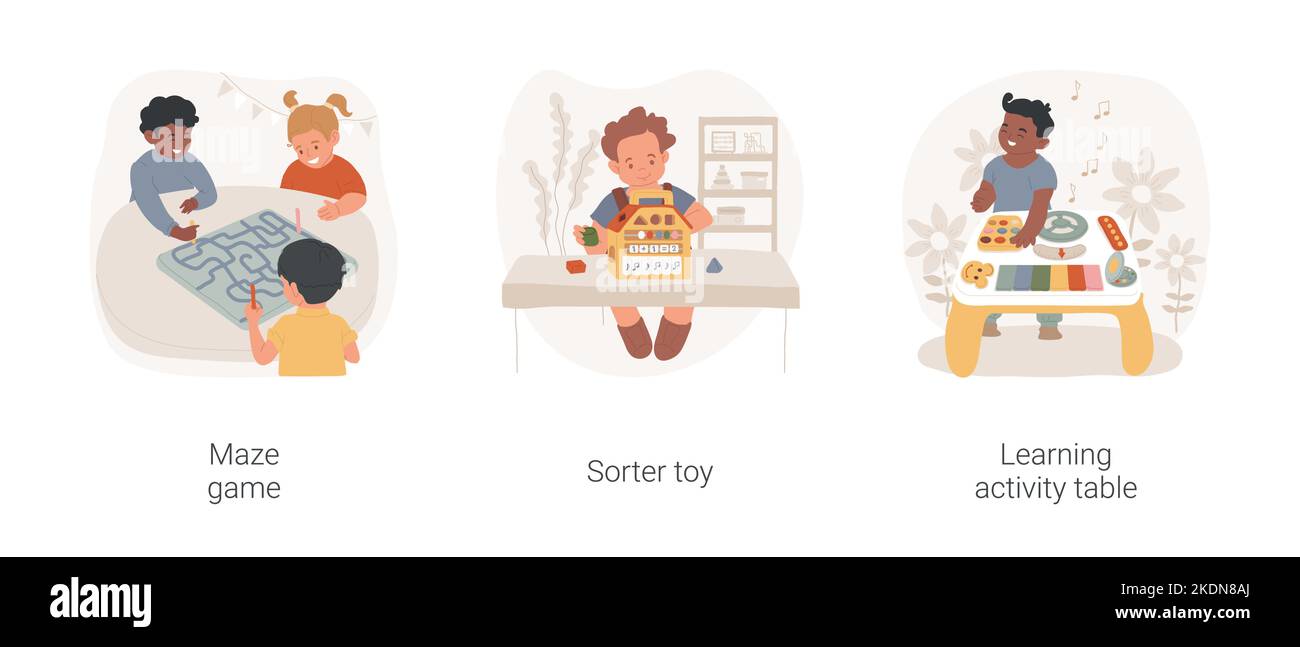 Games for toddlers isolated cartoon vector illustration set. Group of ...