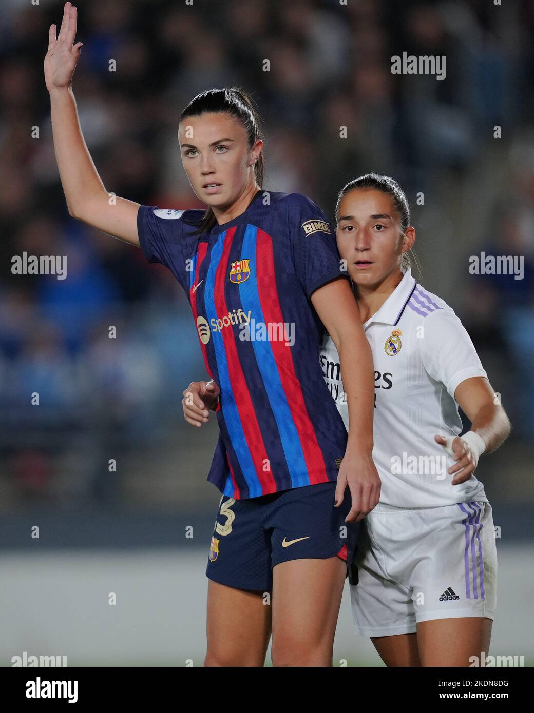 Madrid, Spain. November 6, 2022, Ingrid Engen of FC Barcelona and Lucia ...