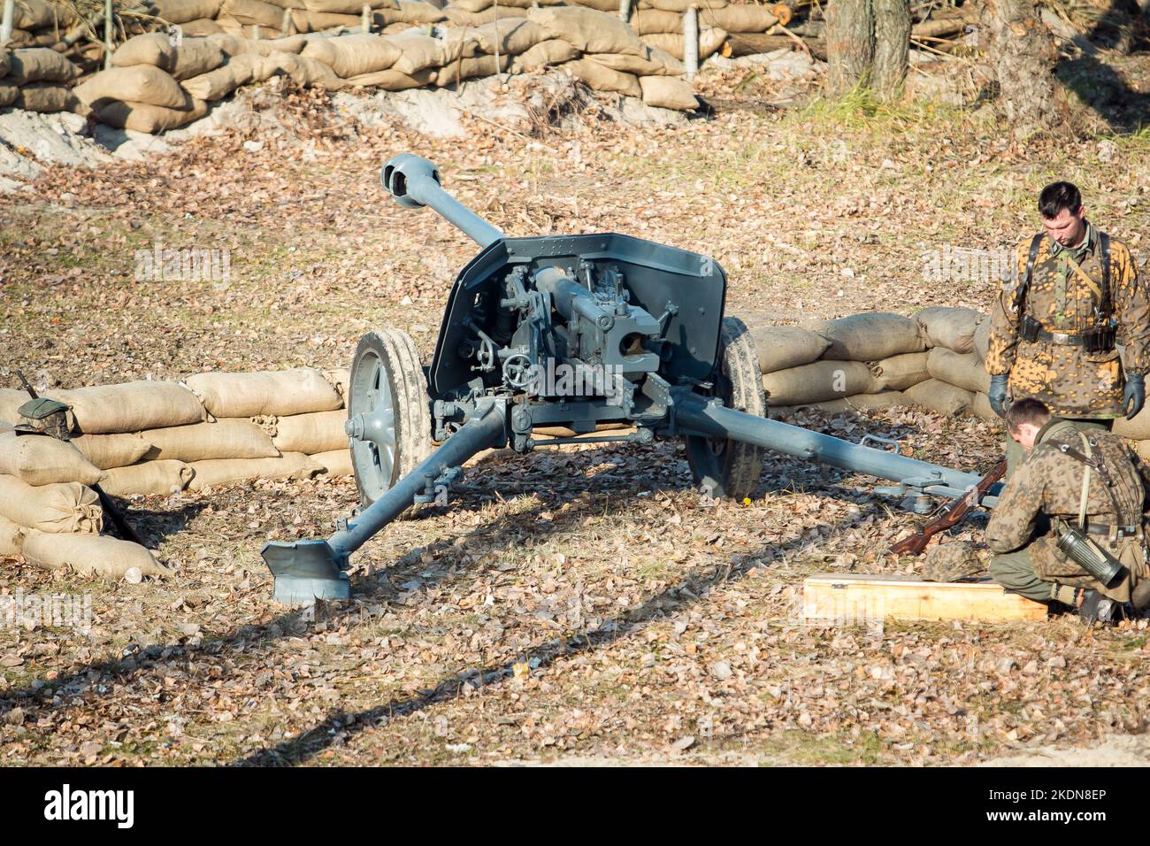Dnepr, Ukraine - 10.29.2013: Military enactment show of WW2 period with ...