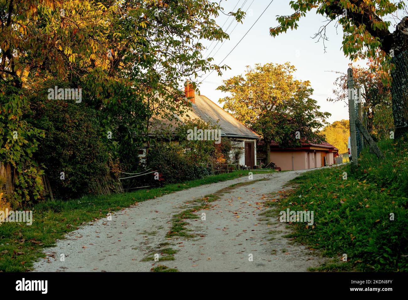 House in the village.Autumn landscape in the evening. High quality ...