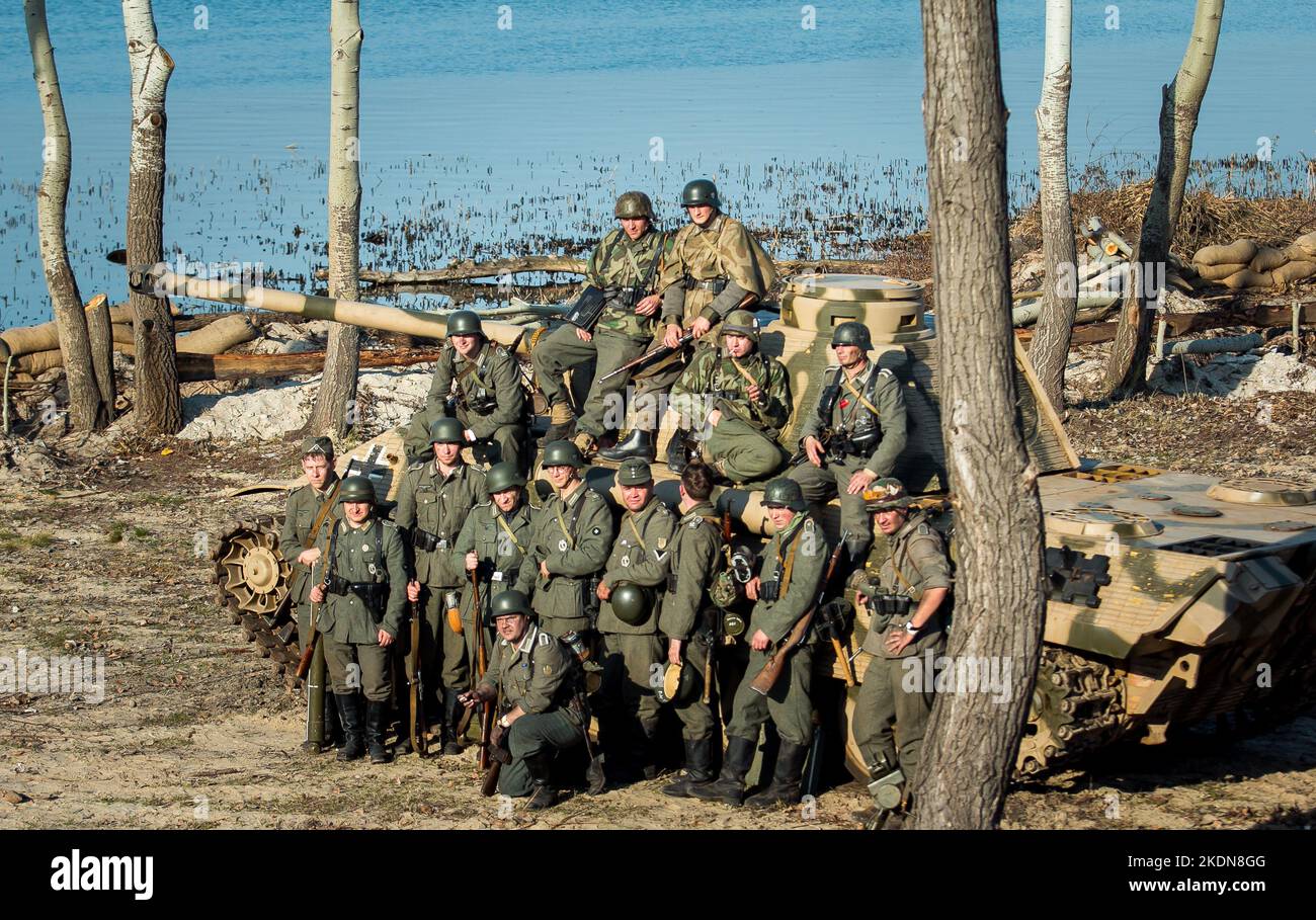Dnepr, Ukraine - 10.29.2013: Military enactment show of WW2 period with ...