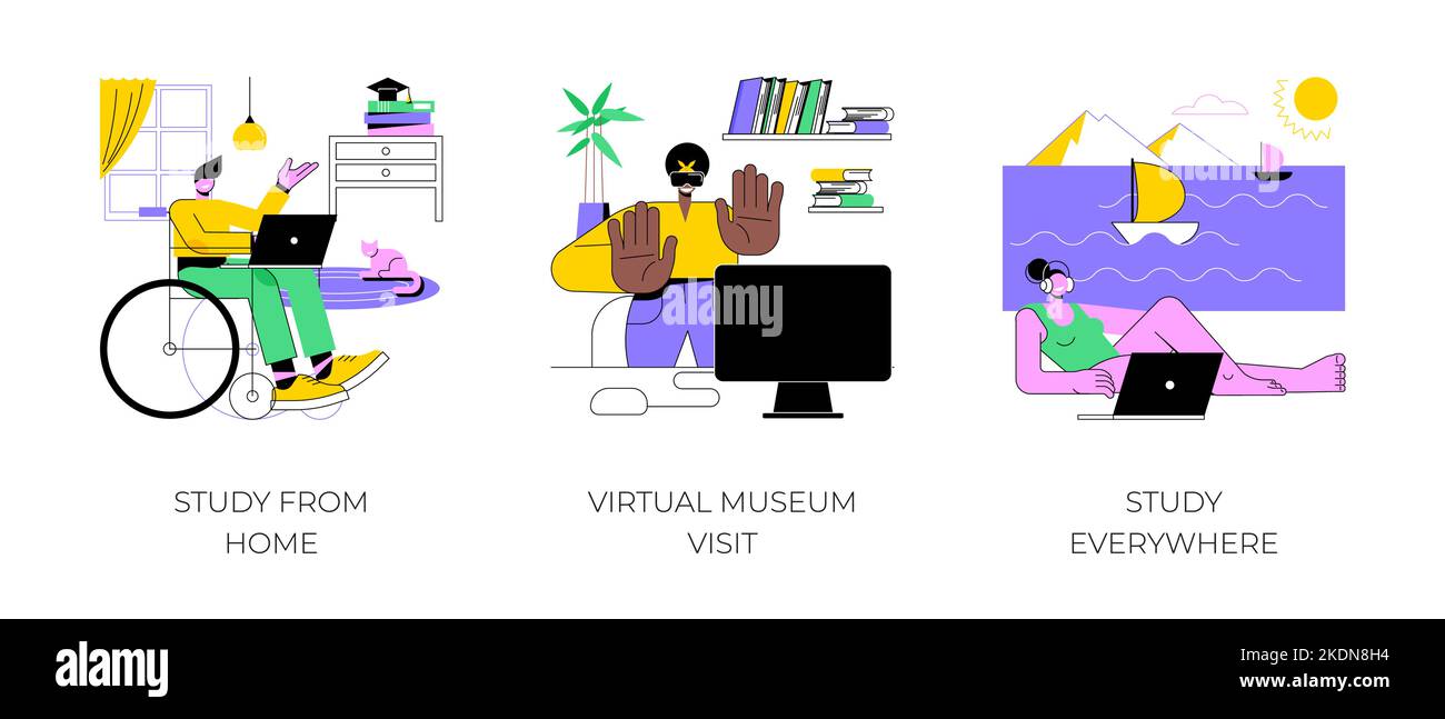 Online education opportunities isolated cartoon vector illustrations ...