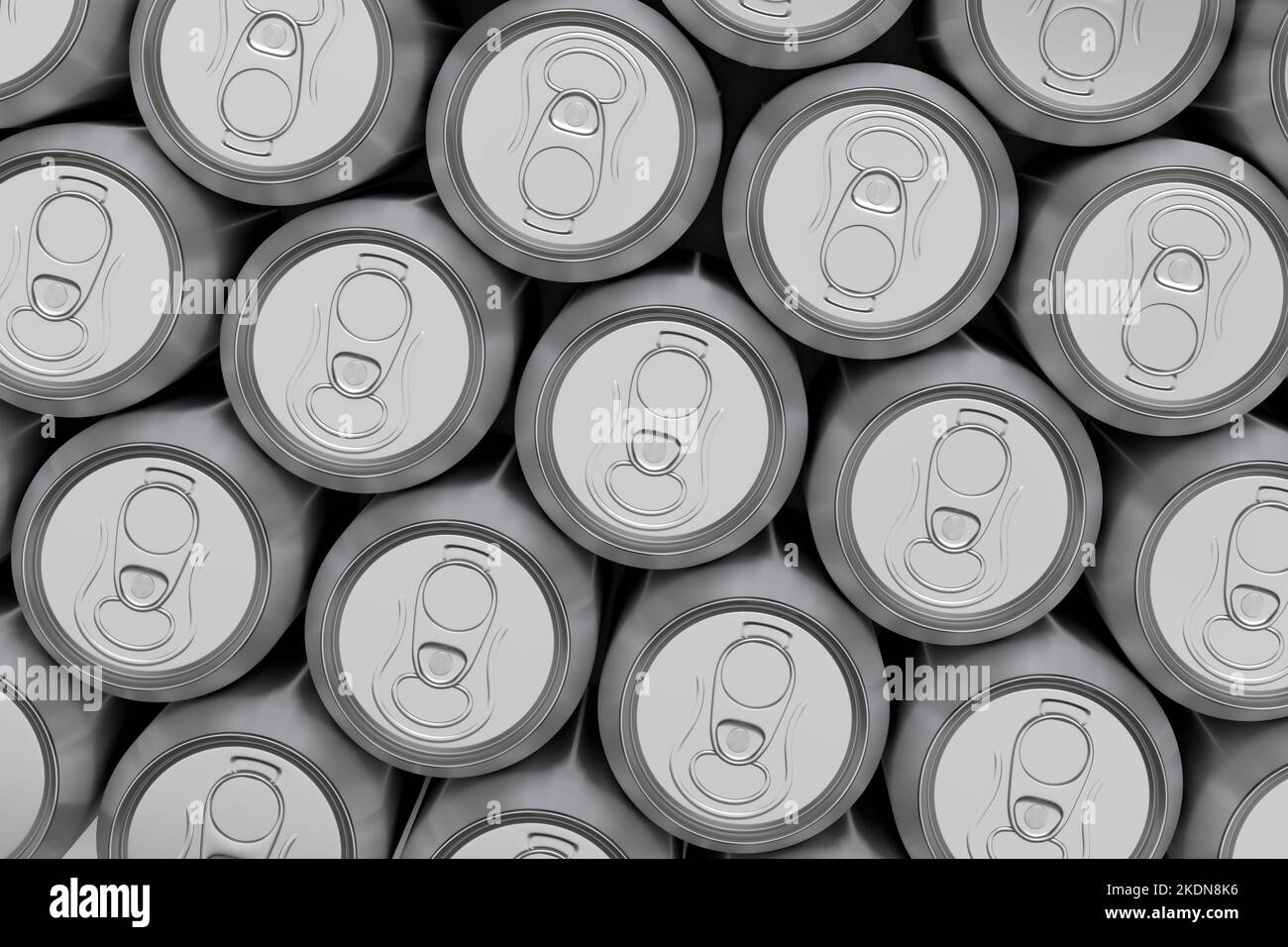 Group of aluminum beer or soda cans on white background. 3D render ...