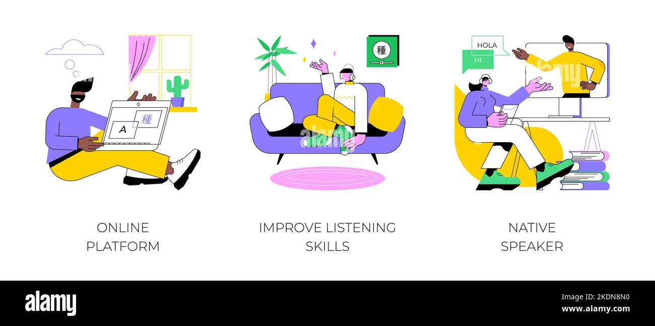 Foreign language distance learning isolated cartoon vector ... Foreign language distance learning isolated cartoon vector ...
