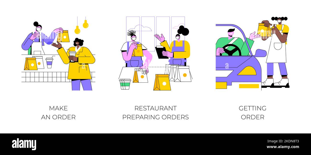 Curbside pickup at a restaurant isolated cartoon vector illustrations ...