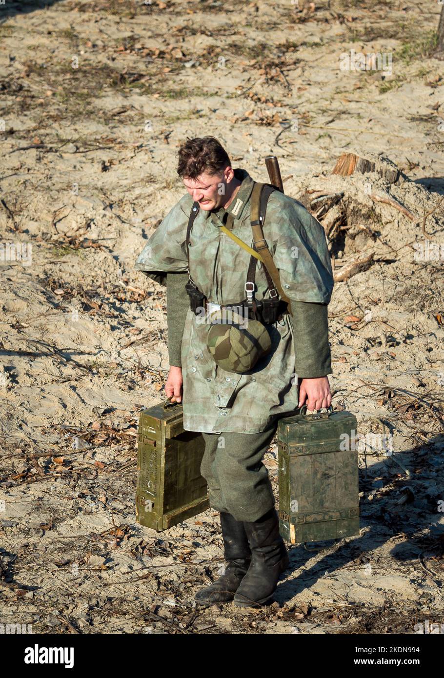 Dnepr, Ukraine - 10.29.2013: Military enactment show of WW2 period with ...