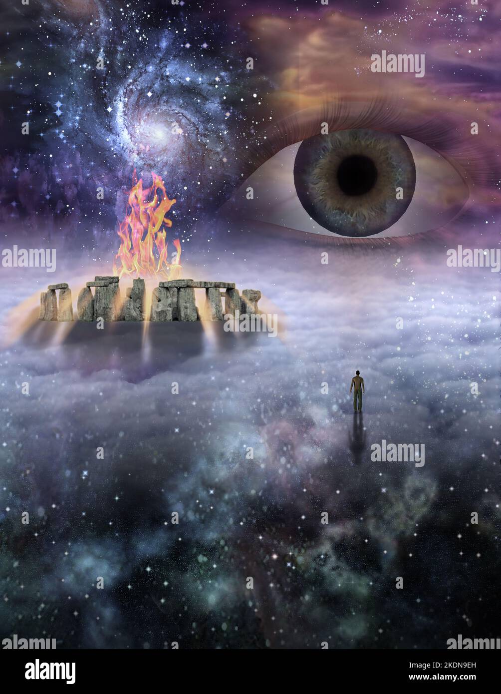 Surreal landscape. Temple in clouds. 3D rendering Stock Photo - Alamy