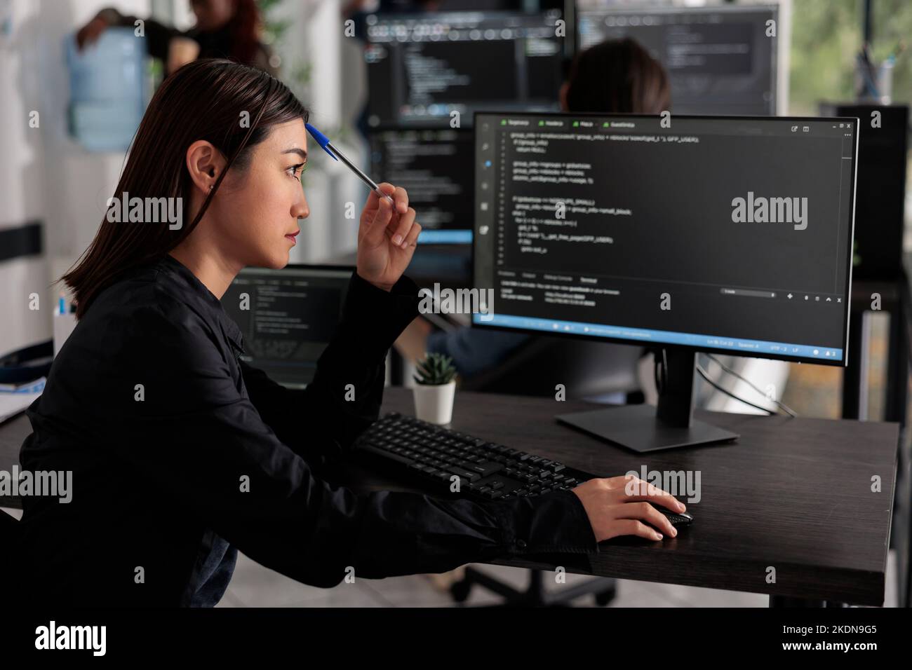 Pensive Programmer Thinking At Ideas Trying To Write Code And Create New Interface In Data Room