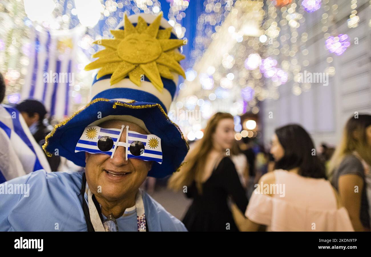 Moskau, 18.06.2018 Uruguay Fan auf der Niskolskaja Copyright (nur für ...