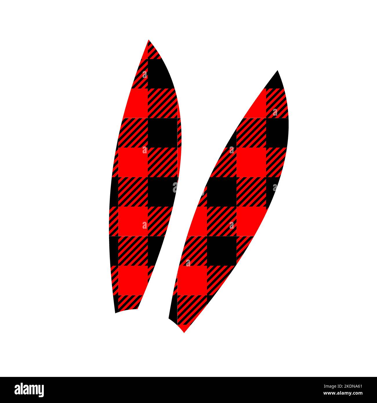 Bunny ears silhouette with red and black Christmas buffalo pattern ...