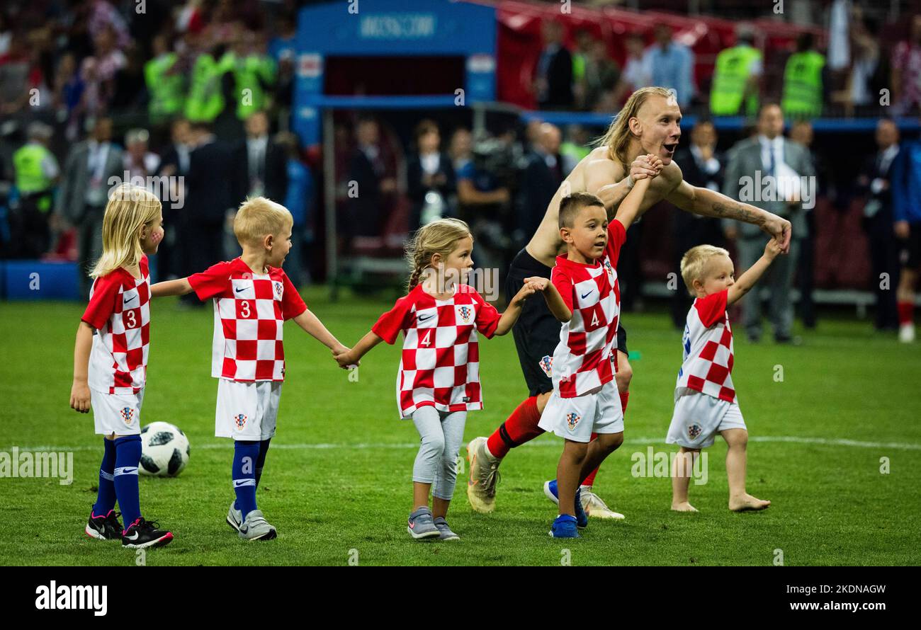 Moskau , 11.07.2018 Schlussjubel: Domagoj Vida (Kroatien) feiert mit ...