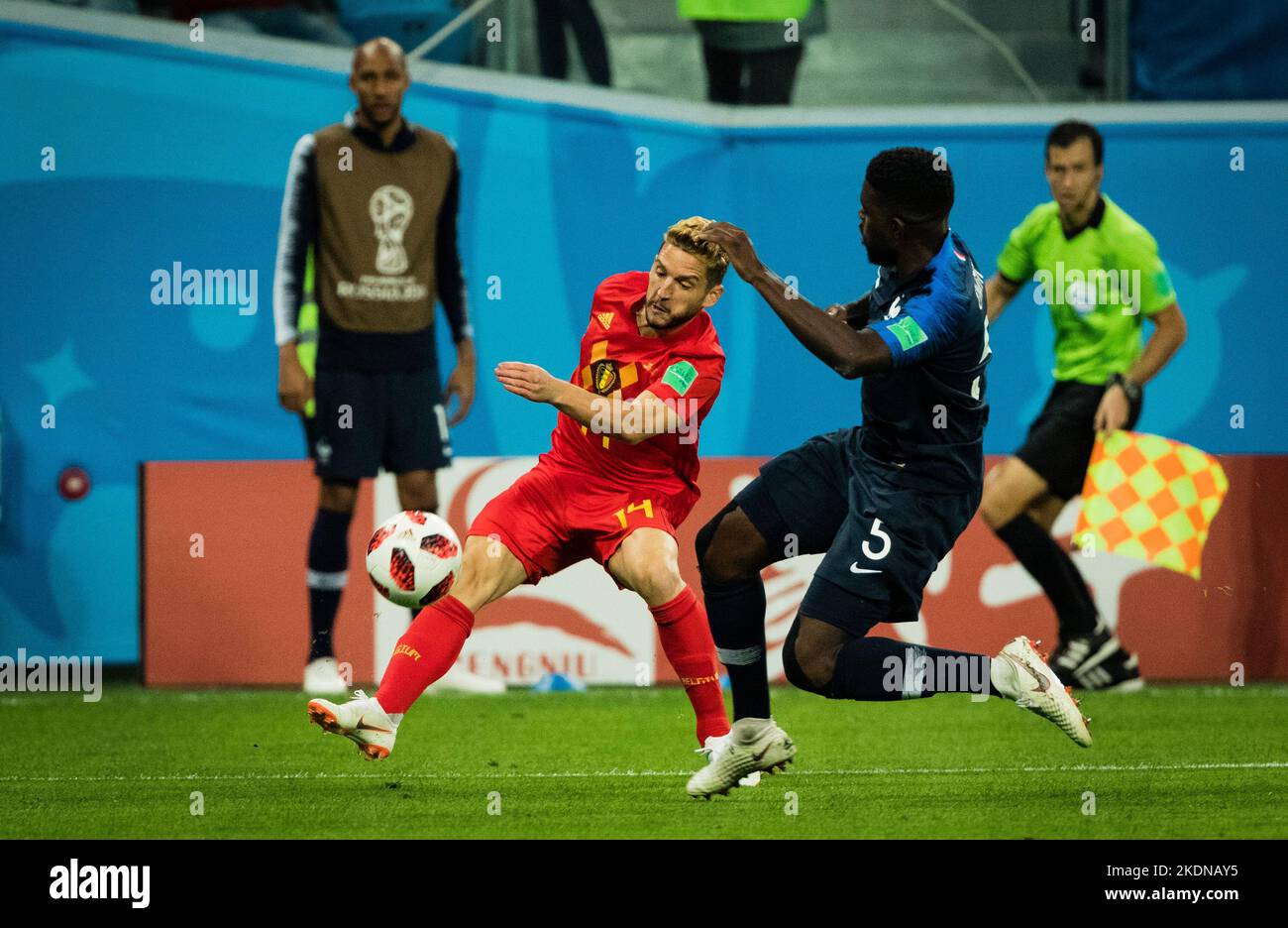 St. Petersburg , 10.07.2018 Dries Mertens (Belgien), Samuel Umtiti (FRA ...