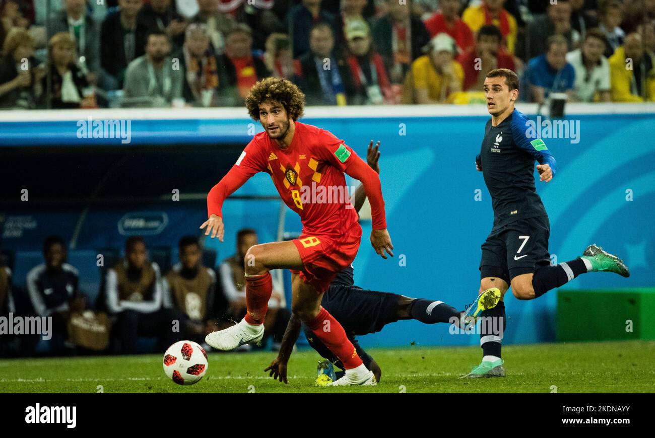 St. Petersburg , 10.07.2018 Marouane Fellaini (Belgien). Antoine ...