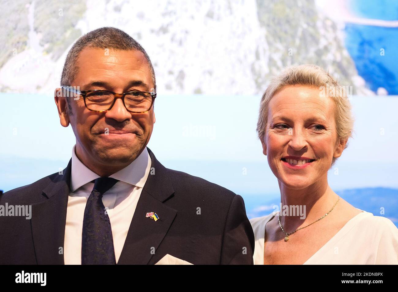 James Cleverly ,(Foreign Secretary), tours the exhibition with his wife ...