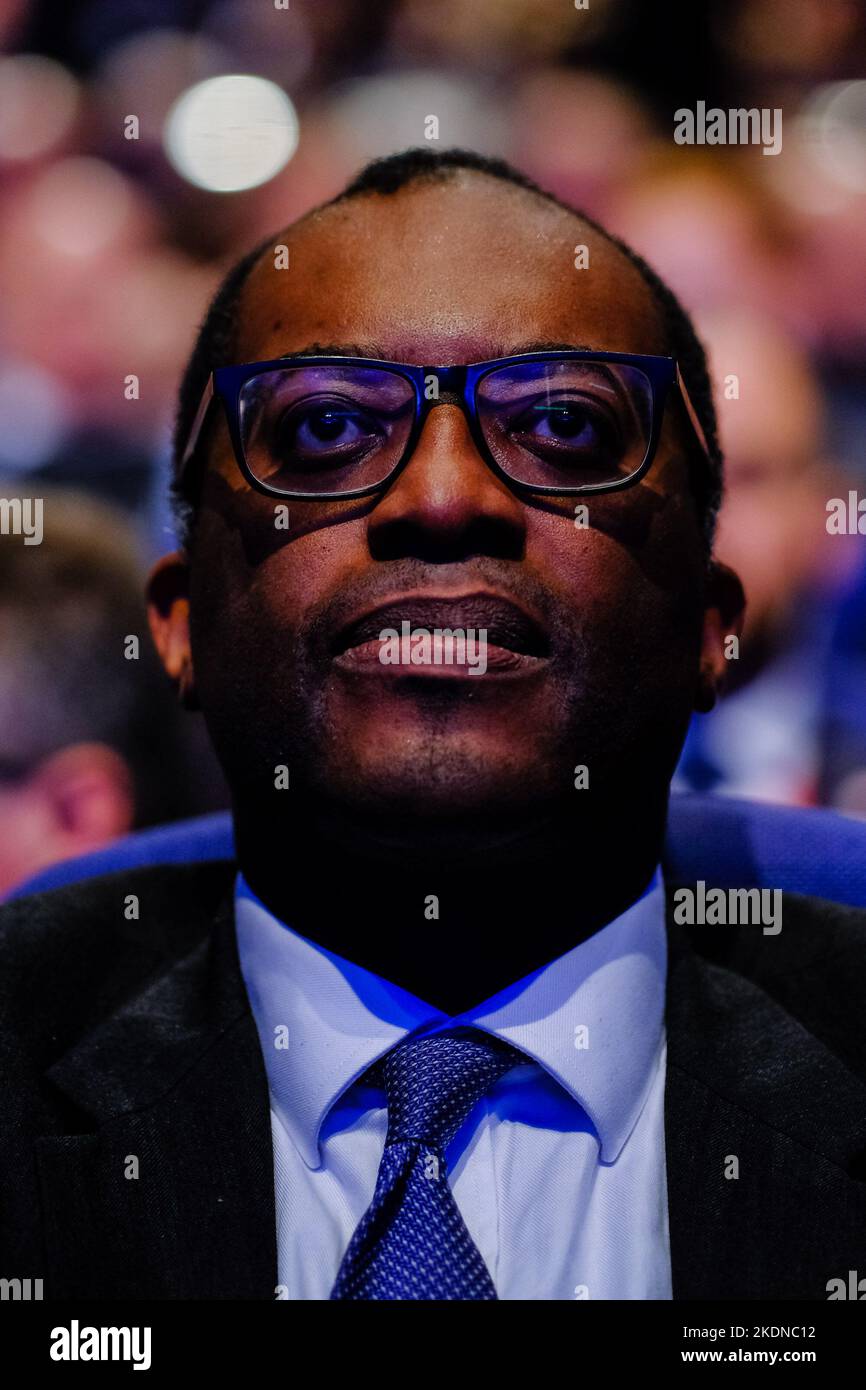 Kwasi Kwarteng before the Prime Ministers Keynote speech photographed ...