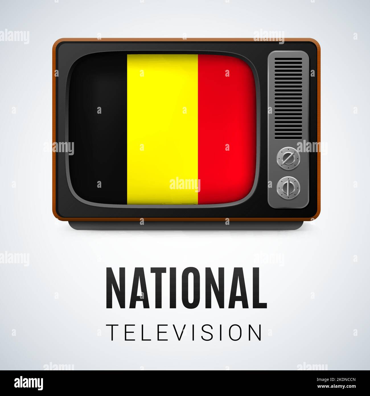 Vintage TV and Flag of Belgium as Symbol National Television. Button ...