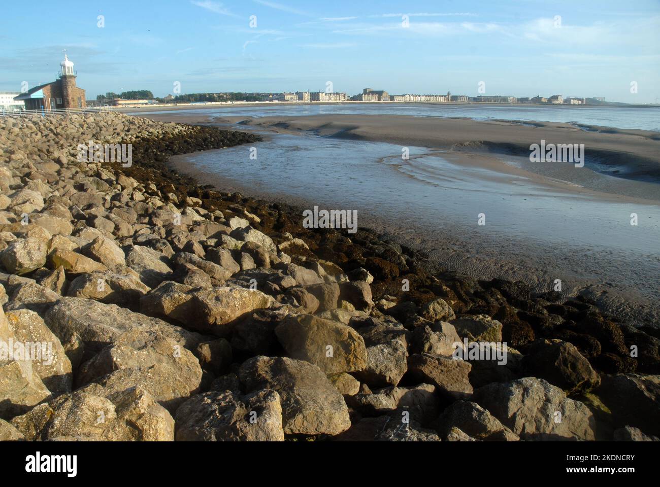 The mid-19th century lighthouse and railway station building on the ...
