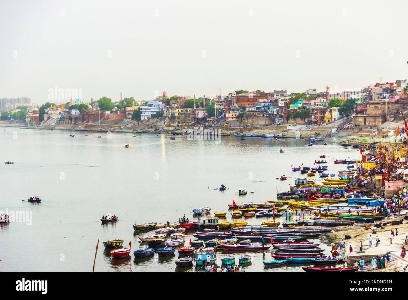 Varanasi, India - May 4, 2012: Ganjes river at sunrise, Varanasi, India ...