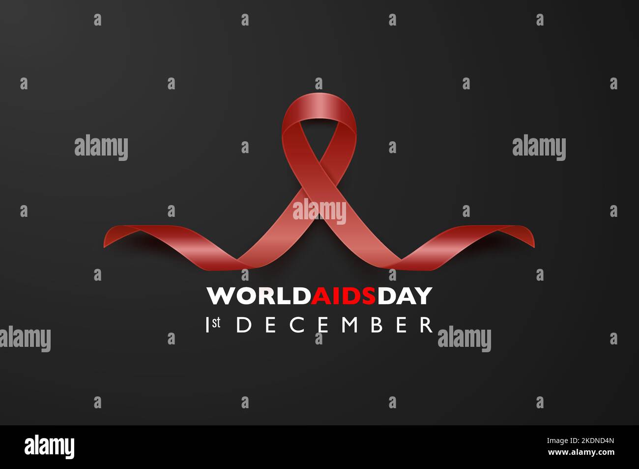 World AIDS Day Banner - Aids Awareness Red Silk Ribbon on Black ...