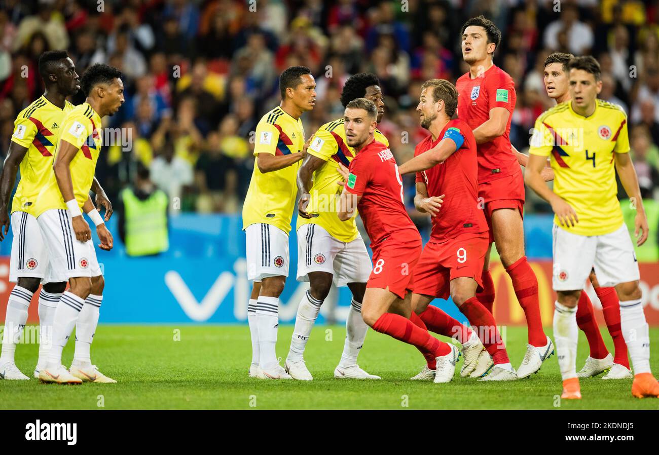 Moskau, 03.07.2018 Bei Ecken formieren sich Jordan Henderson (England ...