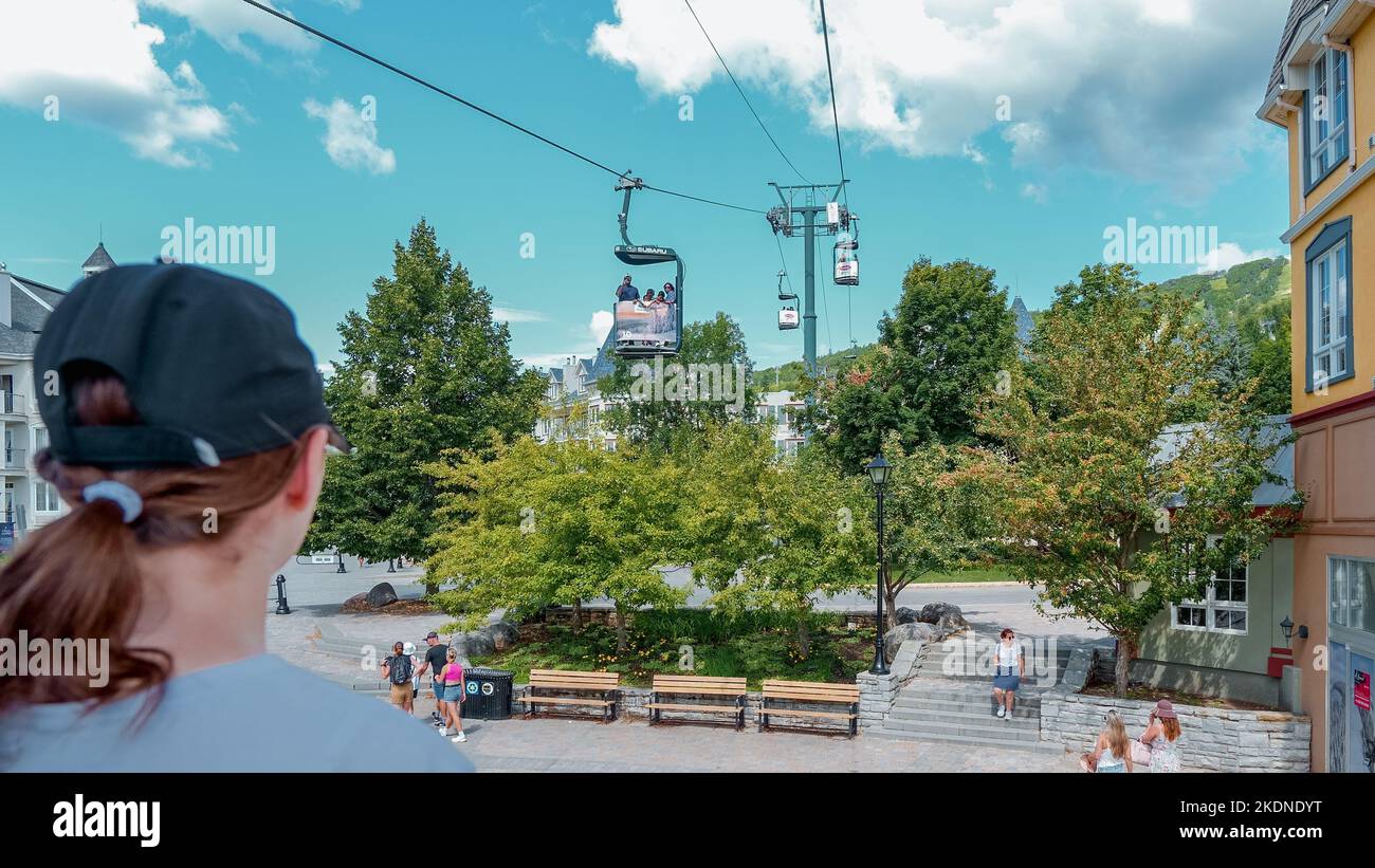 POV: Sightseeing views by cable car at Mont Tremblant ski Resort in ...