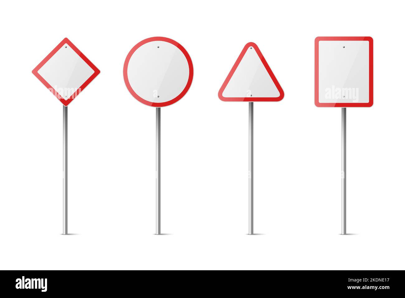 Vector White and Red Warning, Danger Stop Sign Frame Icon Set Isolated ...