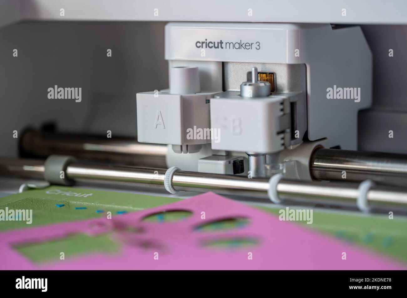 Tiffin, Iowa, USA - 10.2022 - Cricut smart cutting tool used in arts ...