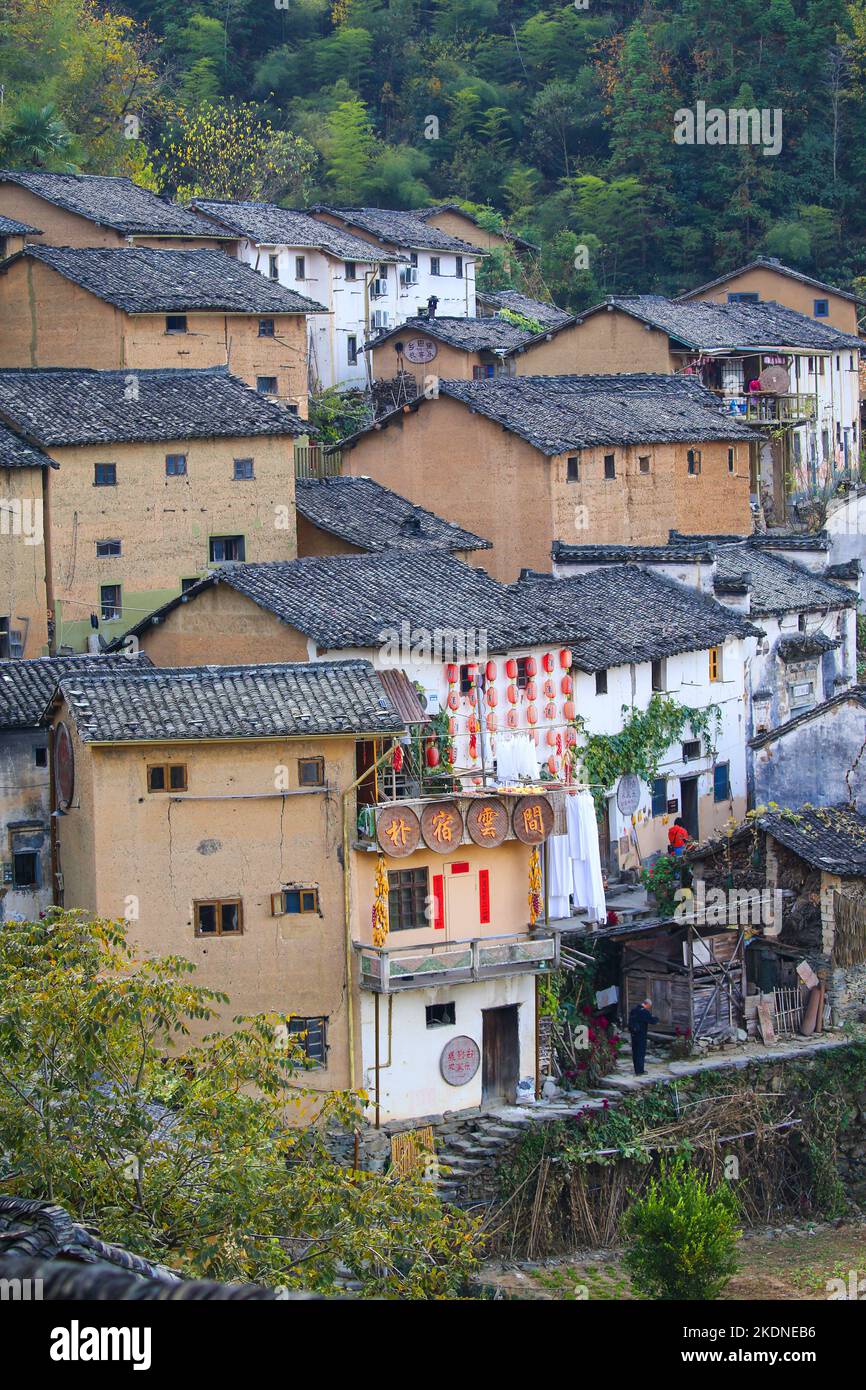 HUANGSHAN, CHINA - NOVEMBER 6, 2022 - Aerial photo shows earth ...