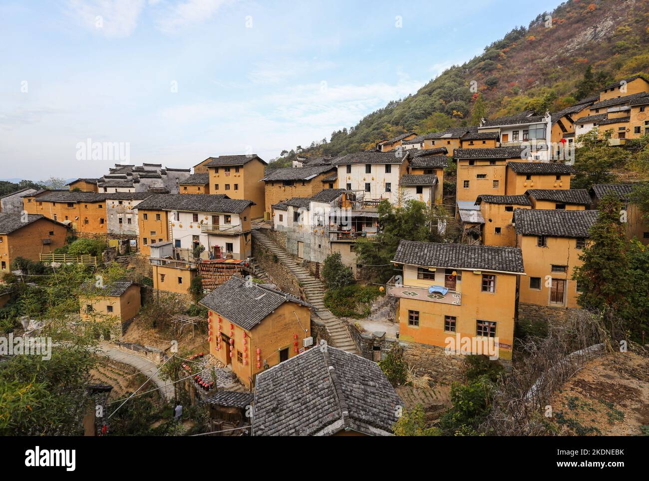 HUANGSHAN, CHINA - NOVEMBER 6, 2022 - Aerial photo shows earth ...