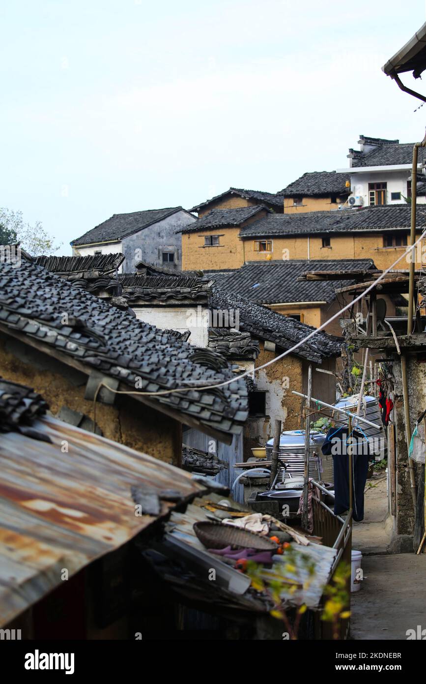 HUANGSHAN, CHINA - NOVEMBER 6, 2022 - Aerial photo shows earth ...