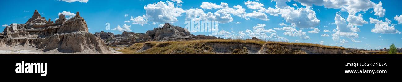 Panoramic HDR skyline of Badlands National Park in South Dakota, USA ...