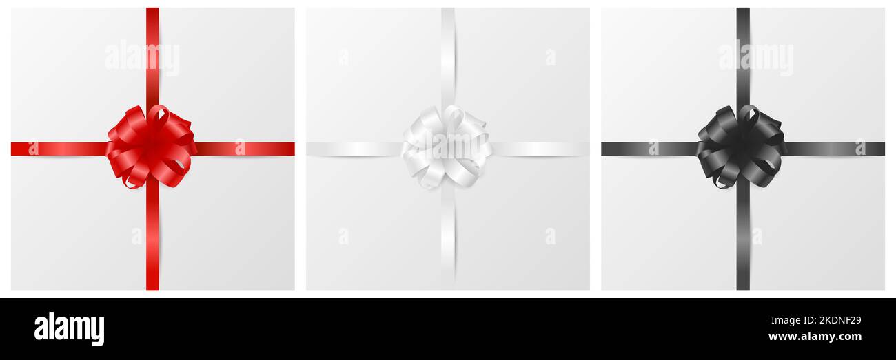 Vector 3d Realistic Gift Bow of Different Colors Icon Set Closeup ...