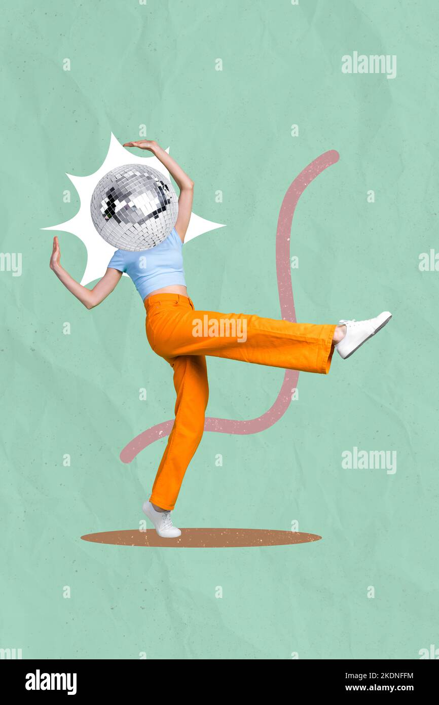 Collage photo of young excited woman headless stylish outfit summertime ...