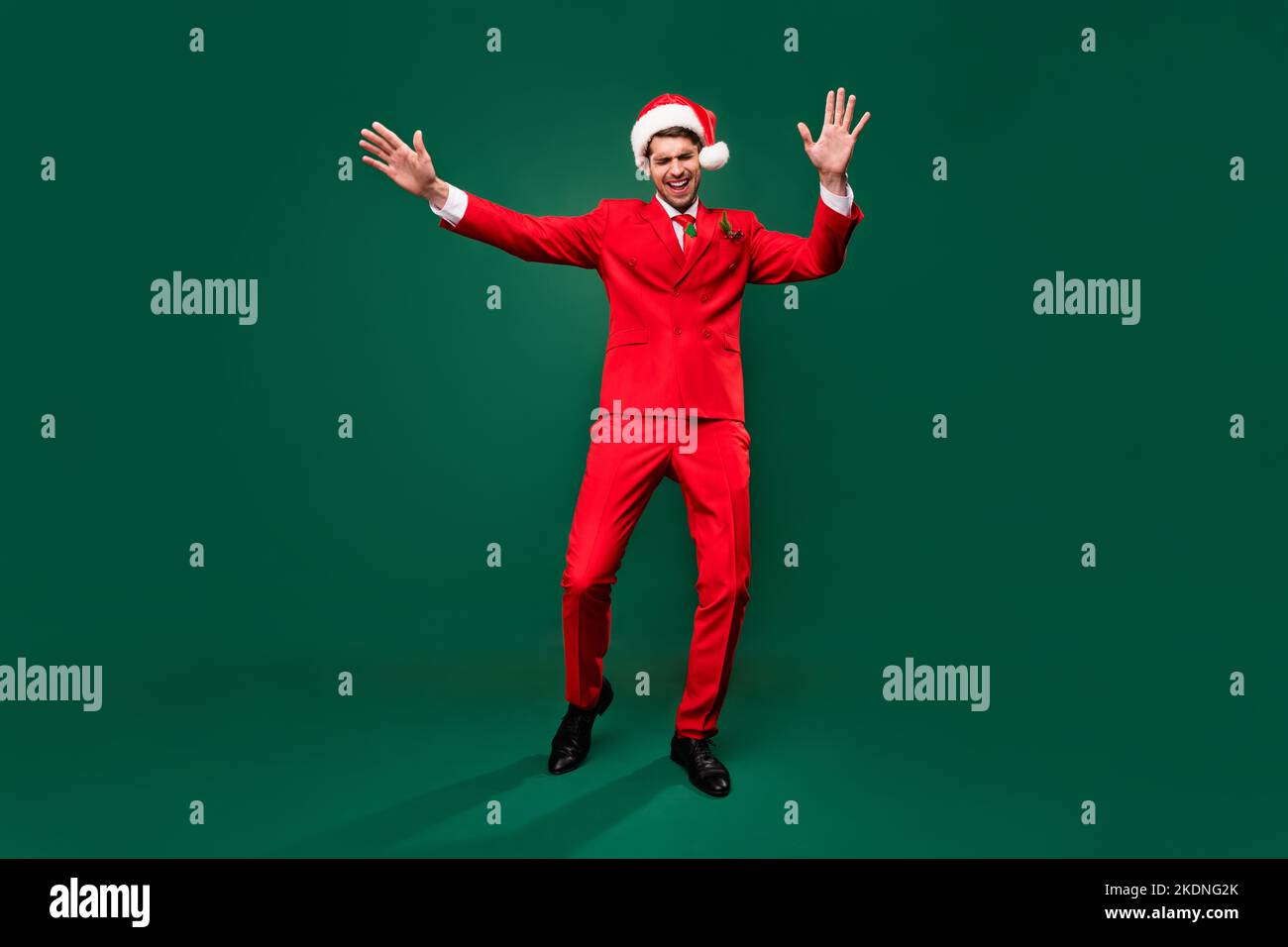 Full length body size view of attractive classy cheerful guy dancing ...