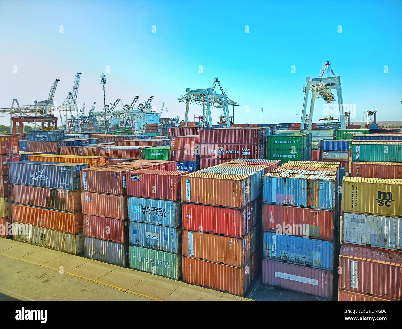 shipping Containers for importing and exporting in a container terminal ...