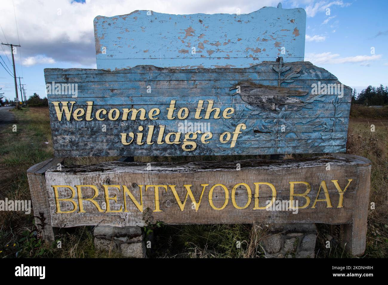 Welcome to Brentwood Bay sign Stock Photo - Alamy