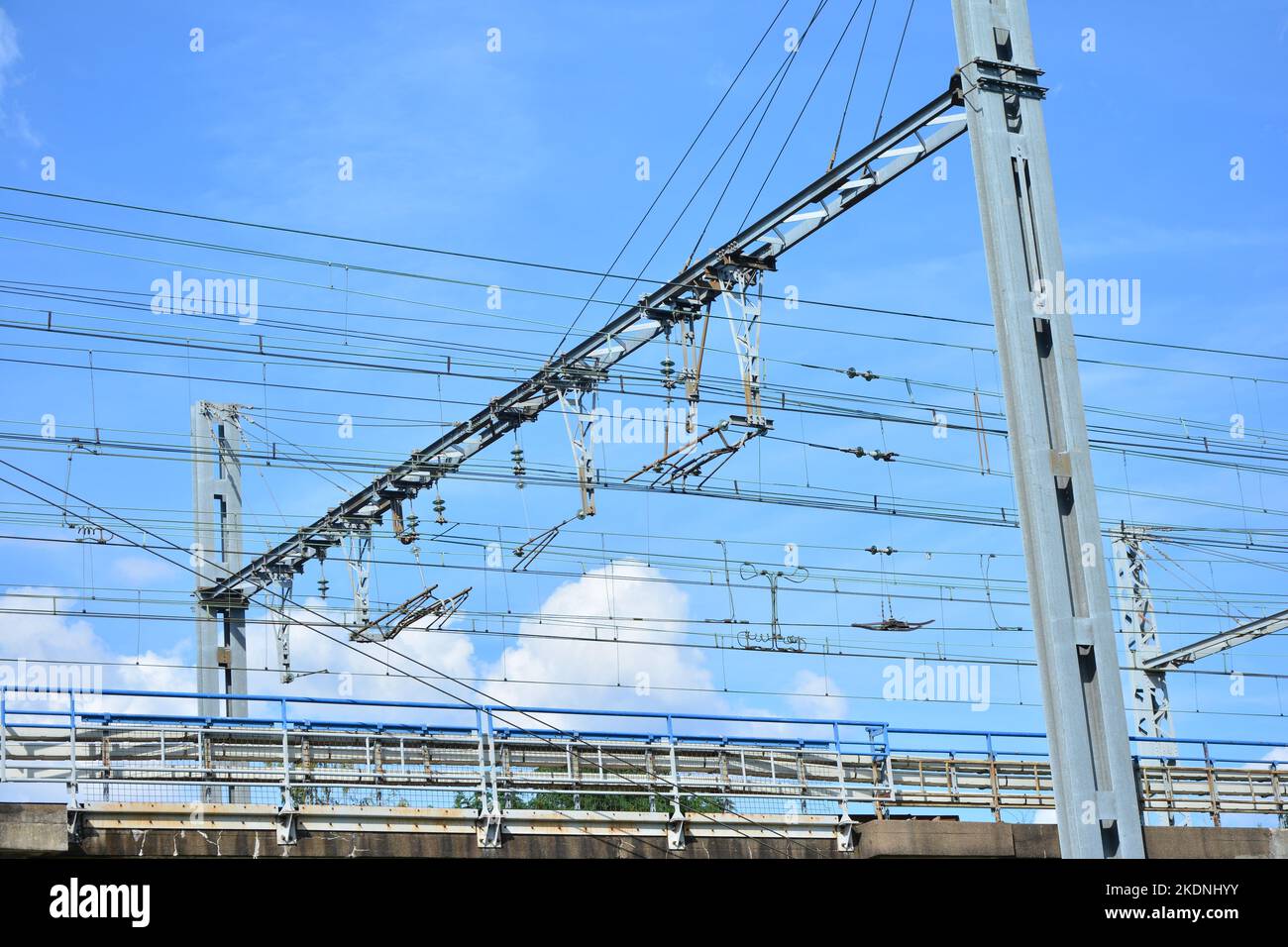 Electric wires on the railway for high-speed trains TGV Stock Photo - Alamy